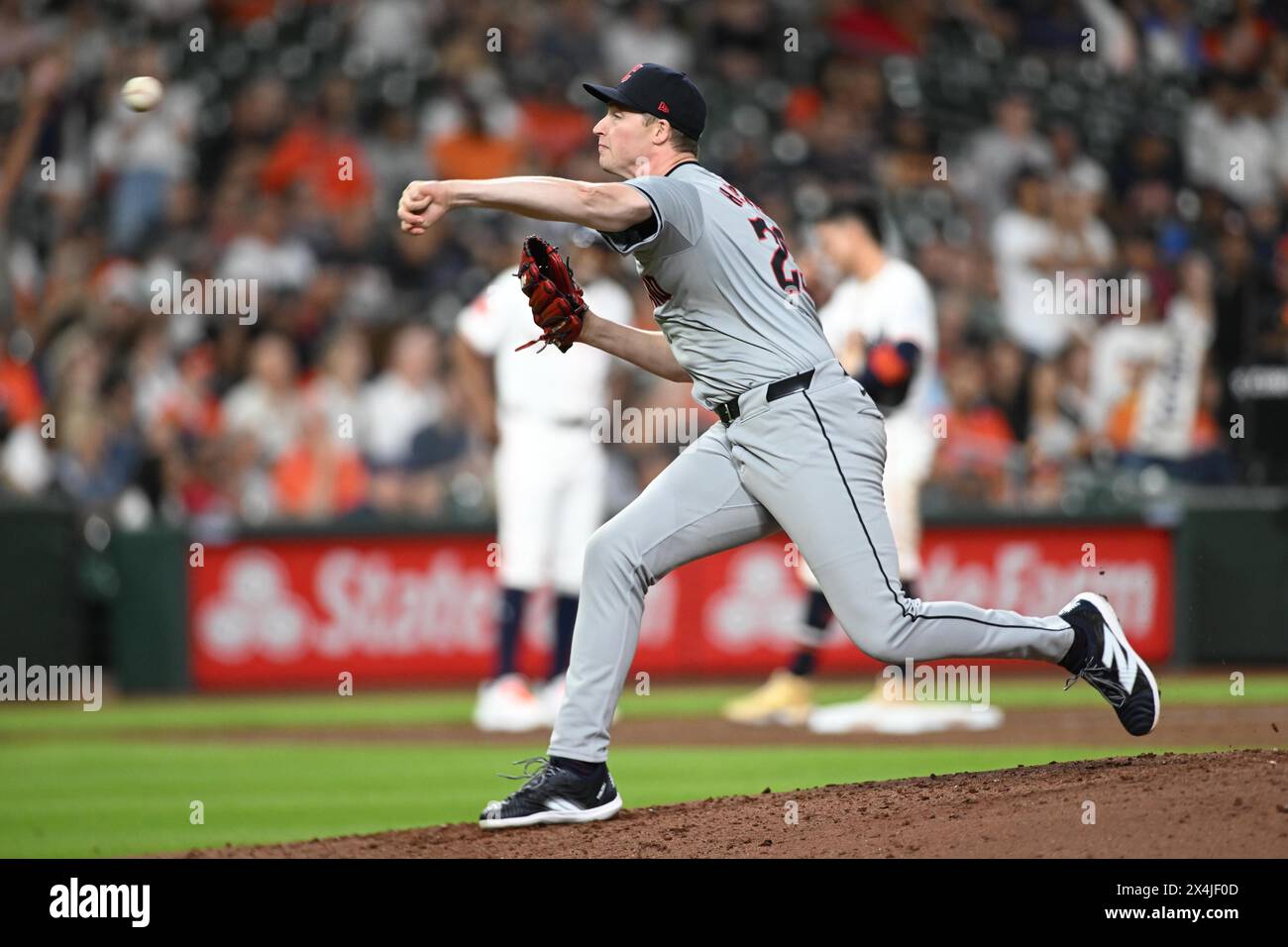 Cleveland Guardians pitcher Tim Herrin (29) in the bottom of the eighth ...
