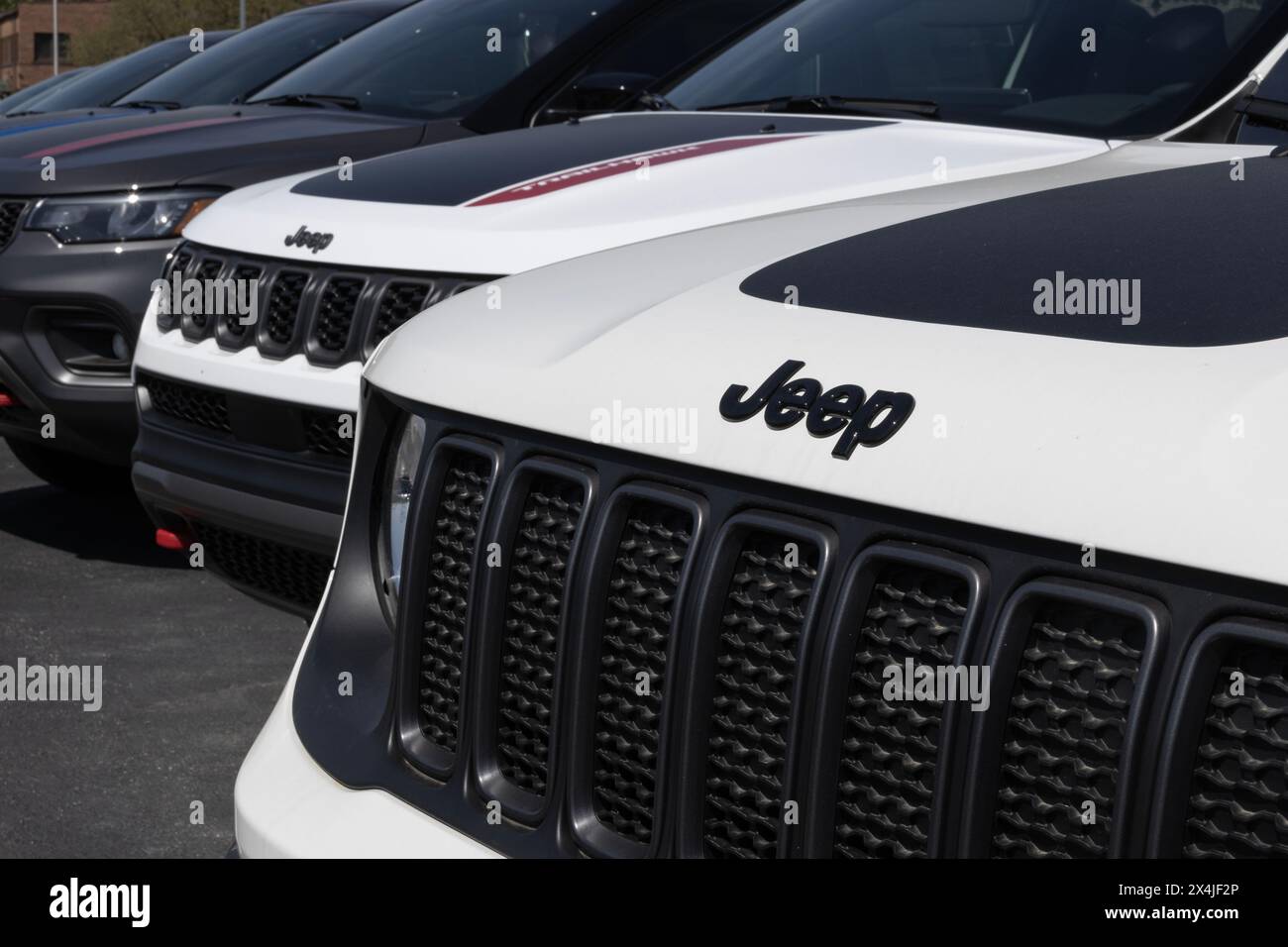 Logansport - May 2, 2024: Jeep dealership. Jeep offers popular Wrangler ...