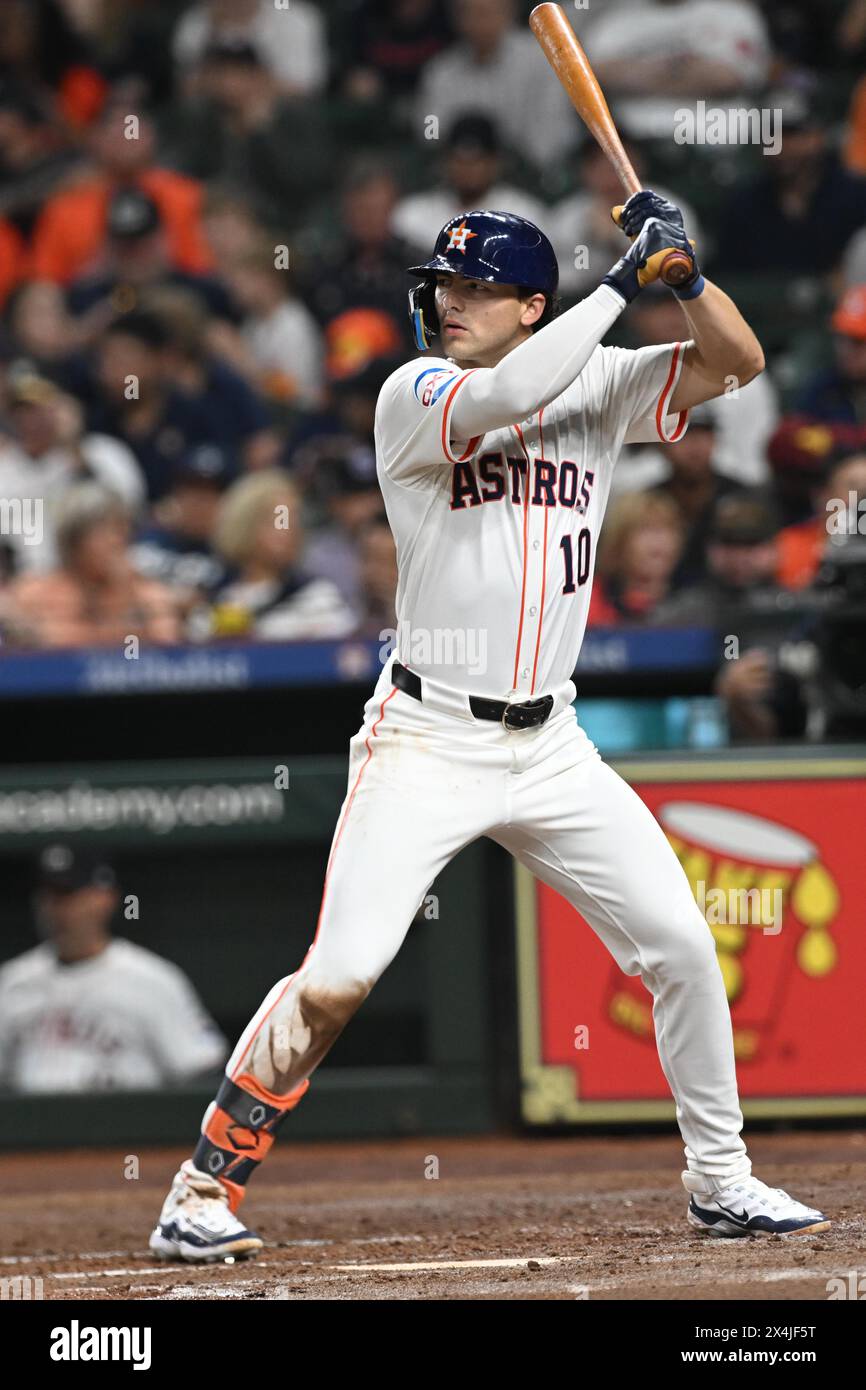 Houston Astros outfielder Joey Loperfido (10) bats in the bottom of the ...