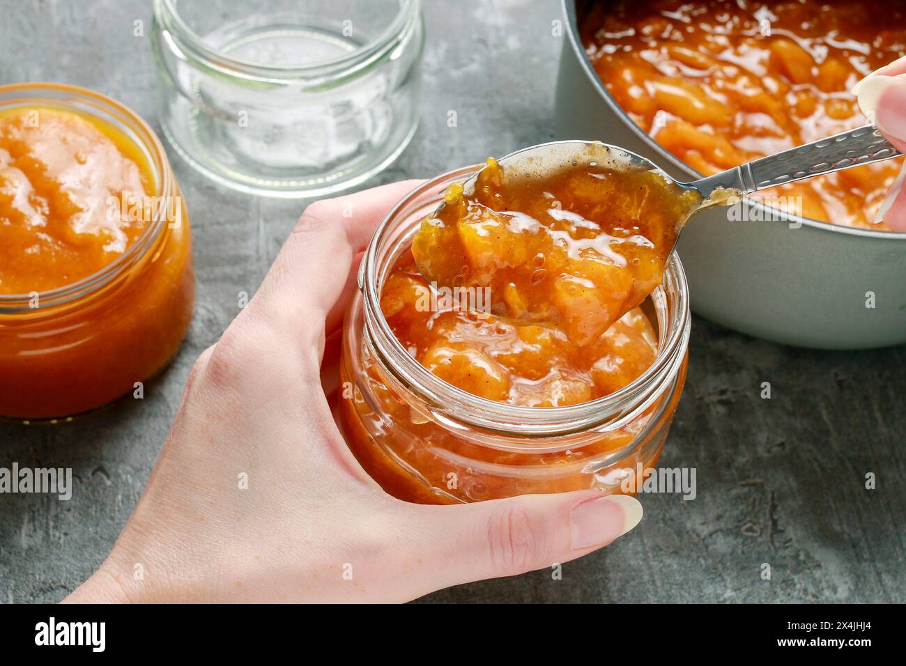 How to make apricot jam. Tutorial, step by step Stock Photo - Alamy