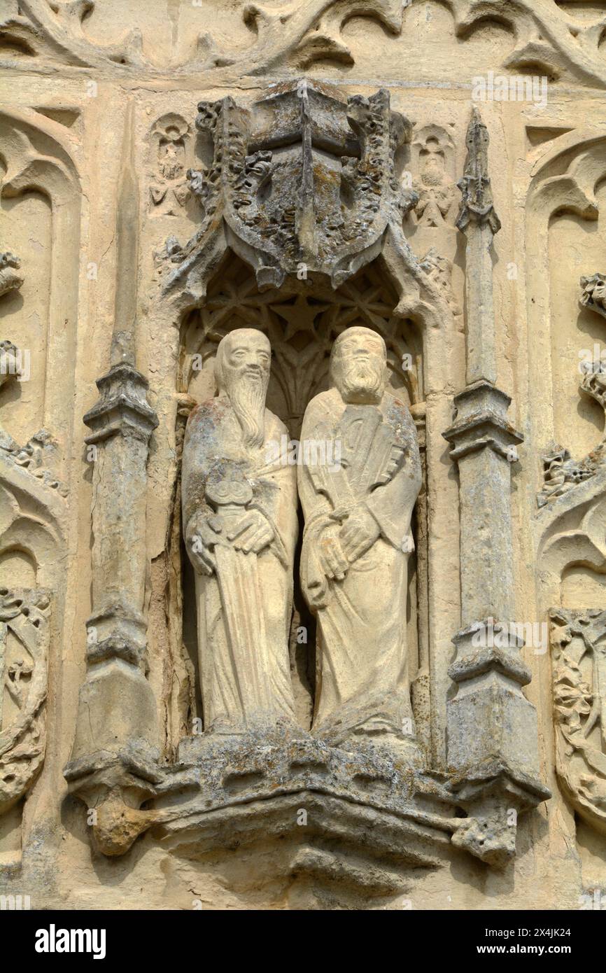 Carved exterior detail showing Peter and Paul at the 16th century St ...