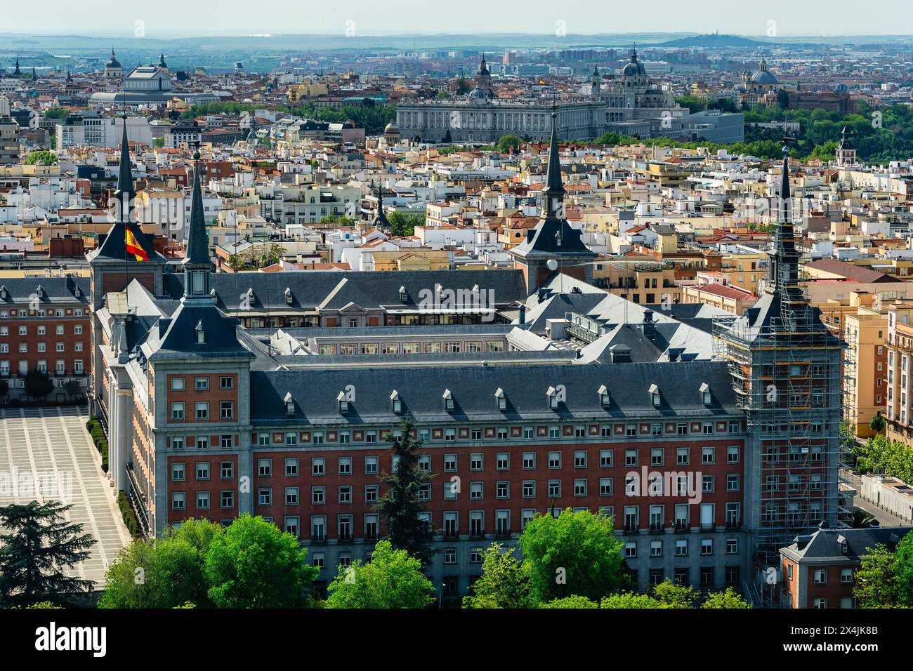 Historic buildings in the city of Madrid from a bird's eye view from ...