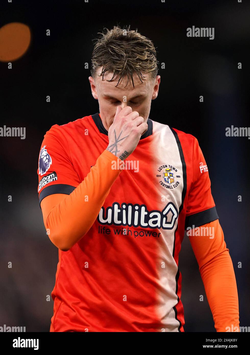 Luton Town's Alfie Doughty appears dejected during the Premier League ...