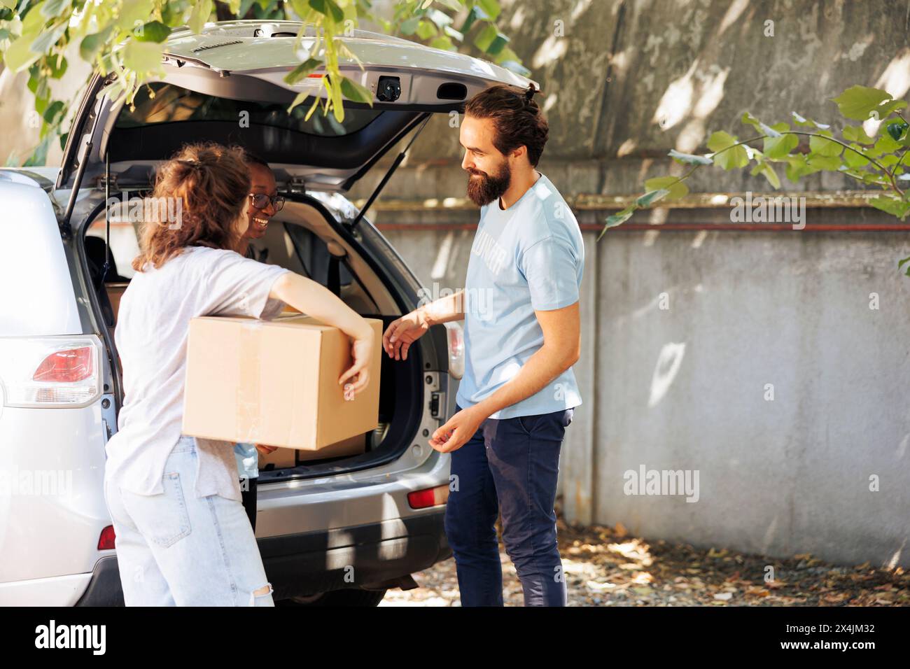 Image showing poor and less privileged caucasian woman receiving ...