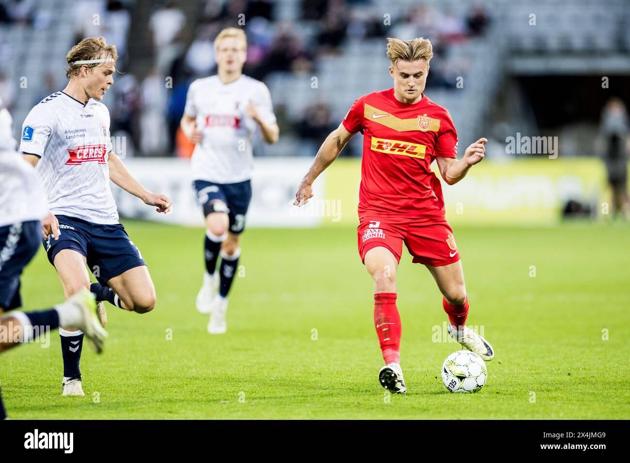 Aarhus, Denmark. 03rd May, 2024. Martin Frese (5) of FC Nordsjaelland ...
