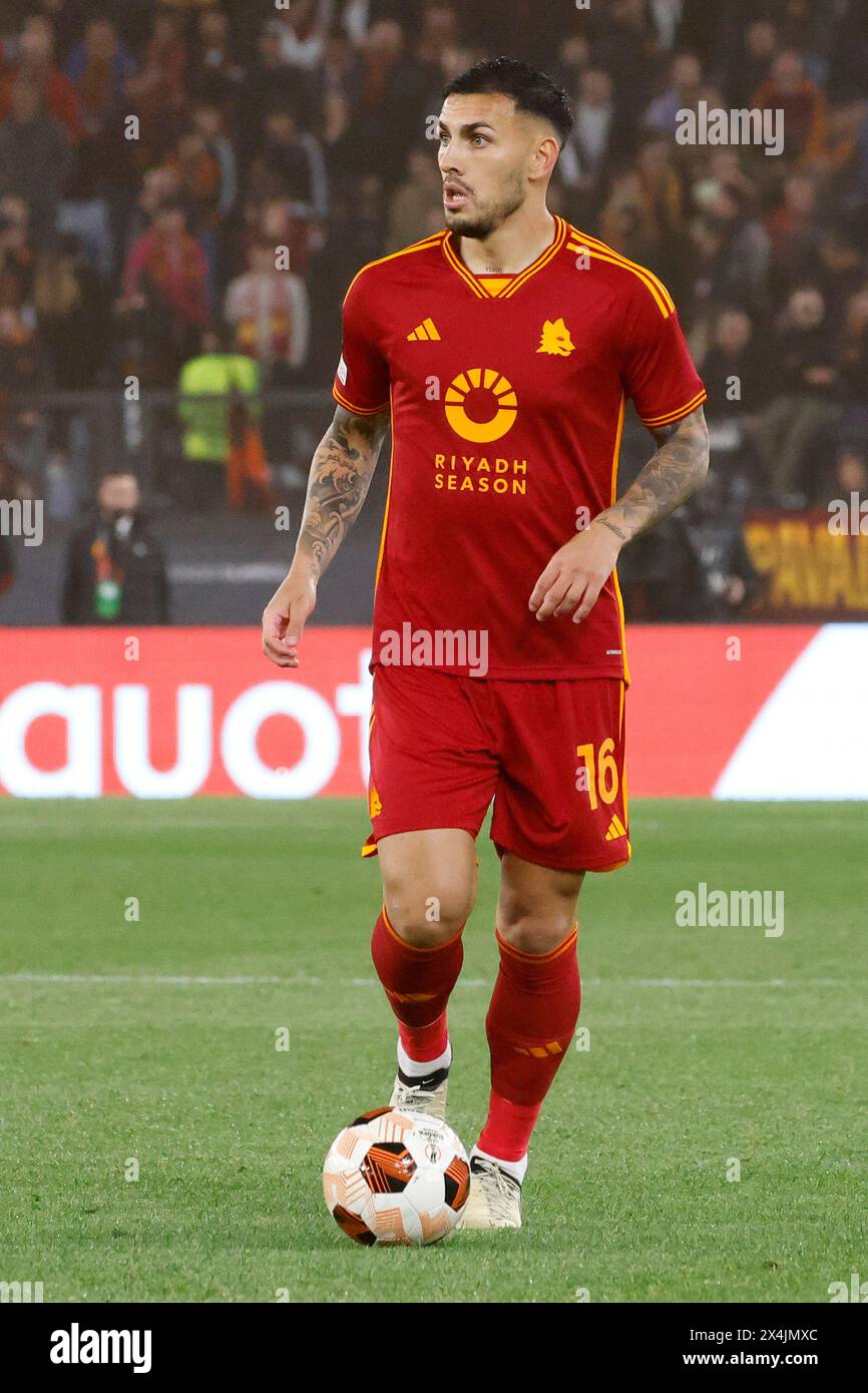 Rome, Italy, May 2, 2024. Leandro Paredes, of AS Roma, in action during ...
