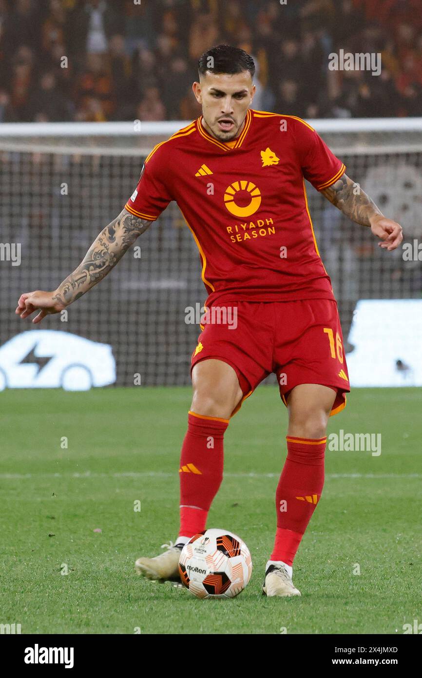 Rome, Italy, May 2, 2024. Leandro Paredes, of AS Roma, in action during ...