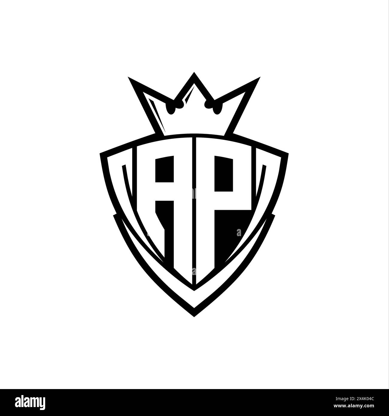 AP Bold letter logo with sharp triangle shield shape with crown inside ...