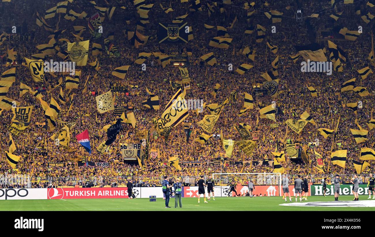 DORTMUND - Borussia Dortmund Gelbe Wand supporters during the UEFA ...