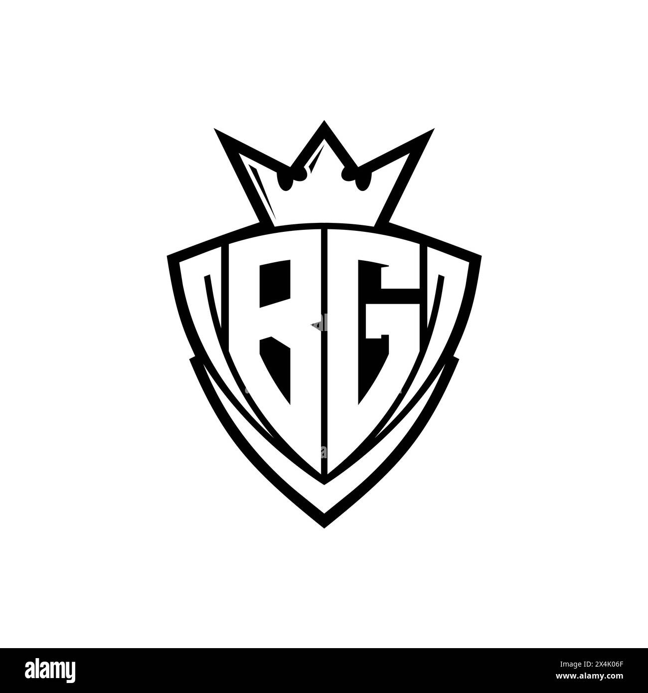 BG Bold letter logo with sharp triangle shield shape with crown inside ...