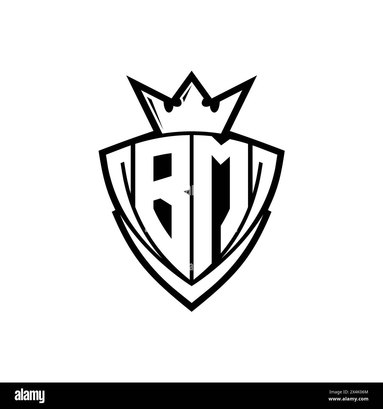 BM Bold letter logo with sharp triangle shield shape with crown inside ...