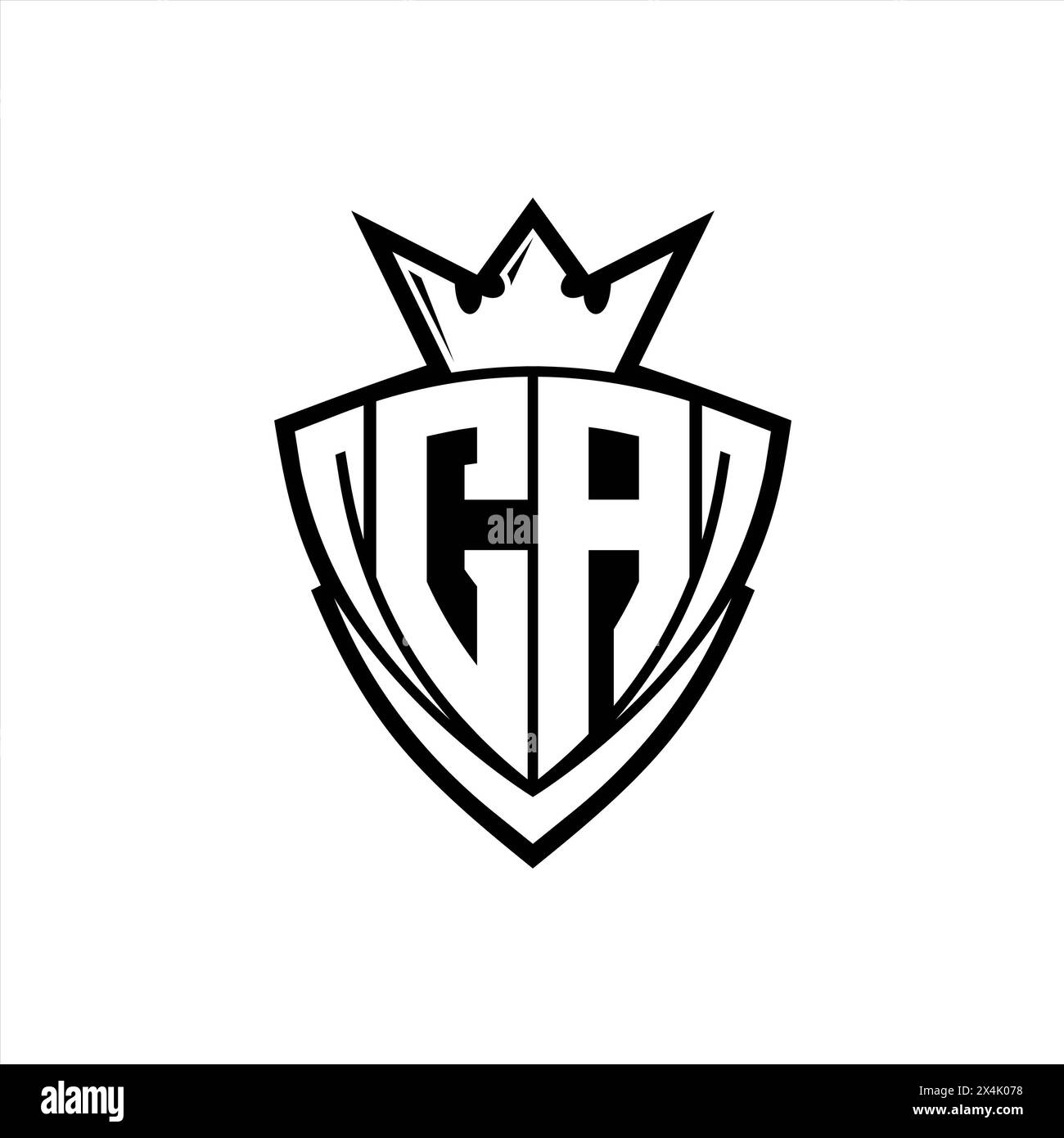 CA Bold letter logo with sharp triangle shield shape with crown inside ...