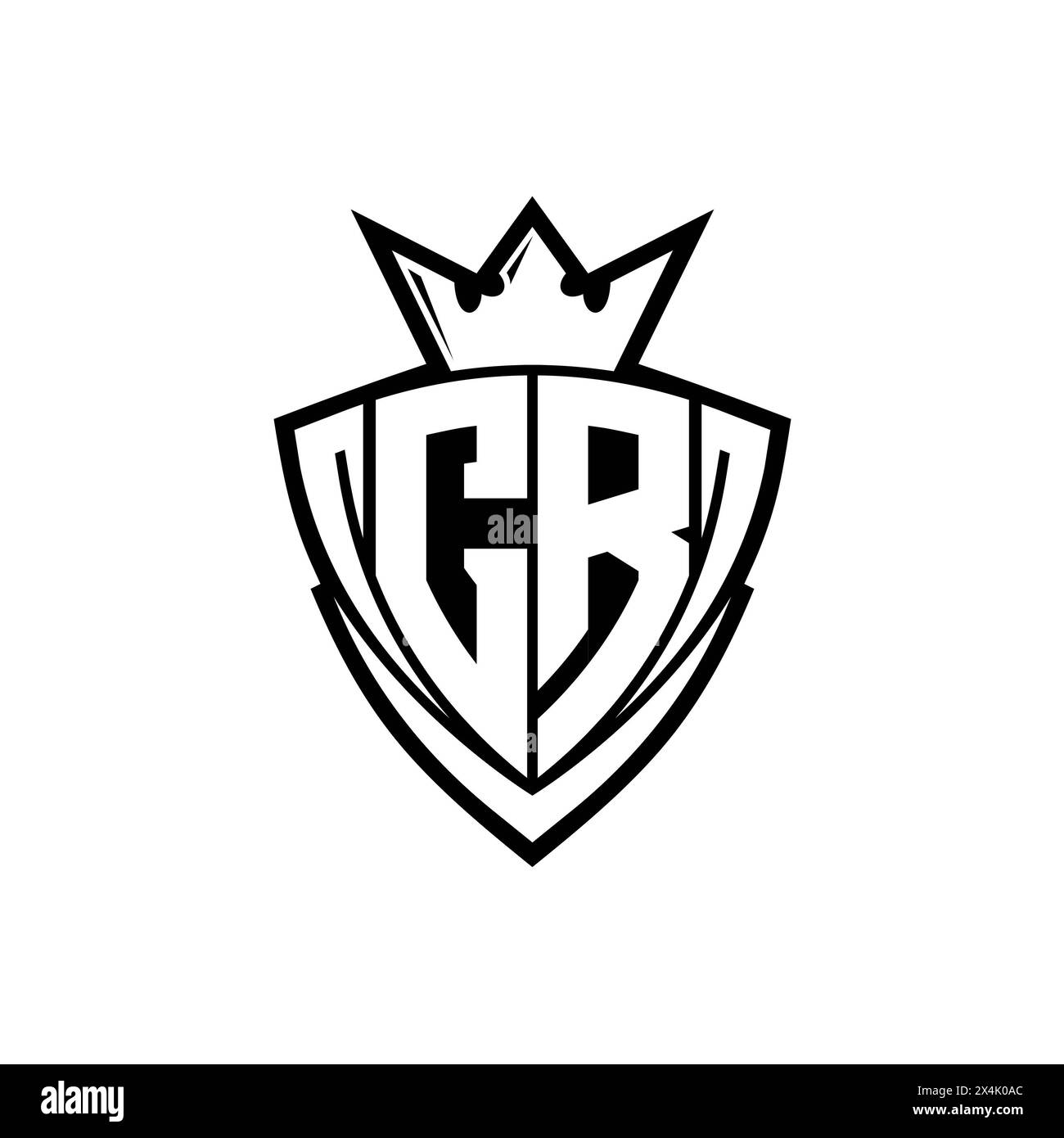 CR Bold letter logo with sharp triangle shield shape with crown inside ...