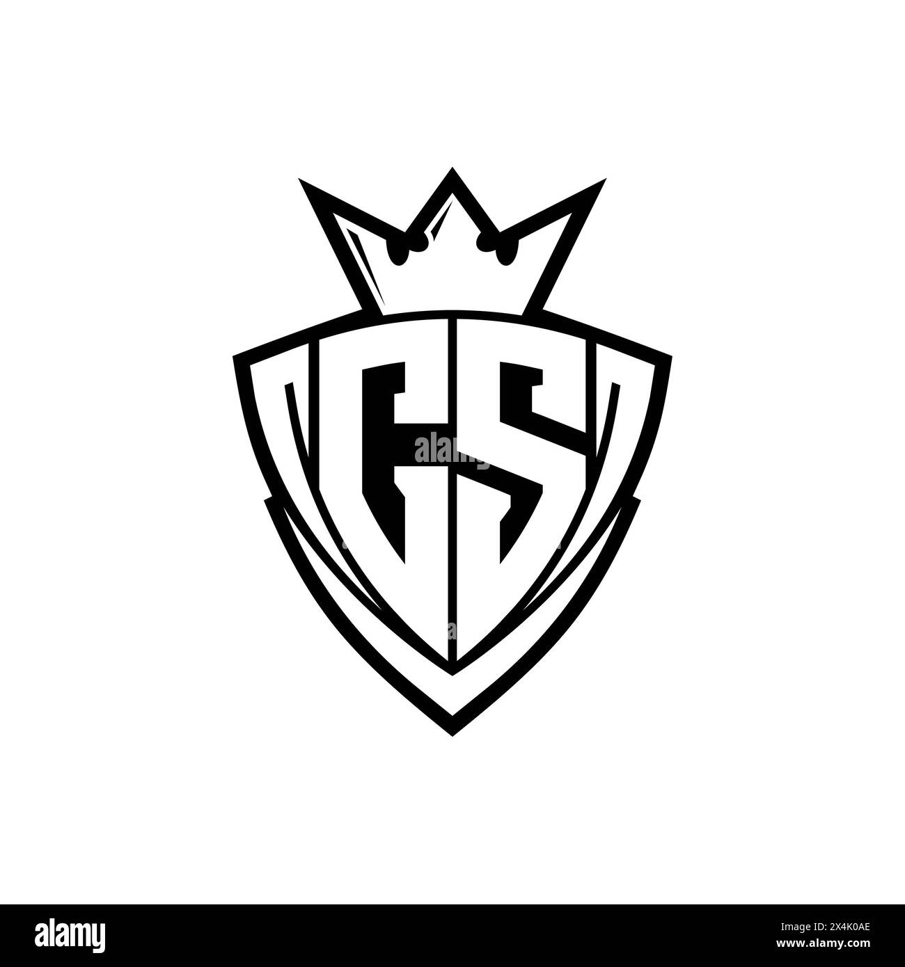 CS Bold letter logo with sharp triangle shield shape with crown inside ...