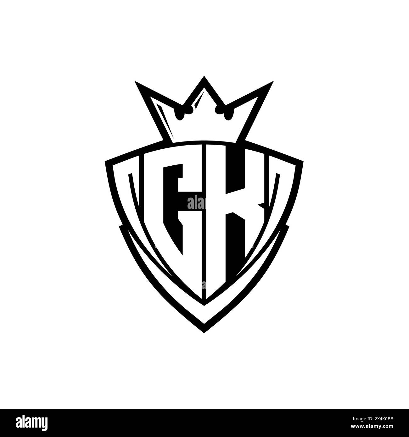 CK Bold letter logo with sharp triangle shield shape with crown inside ...