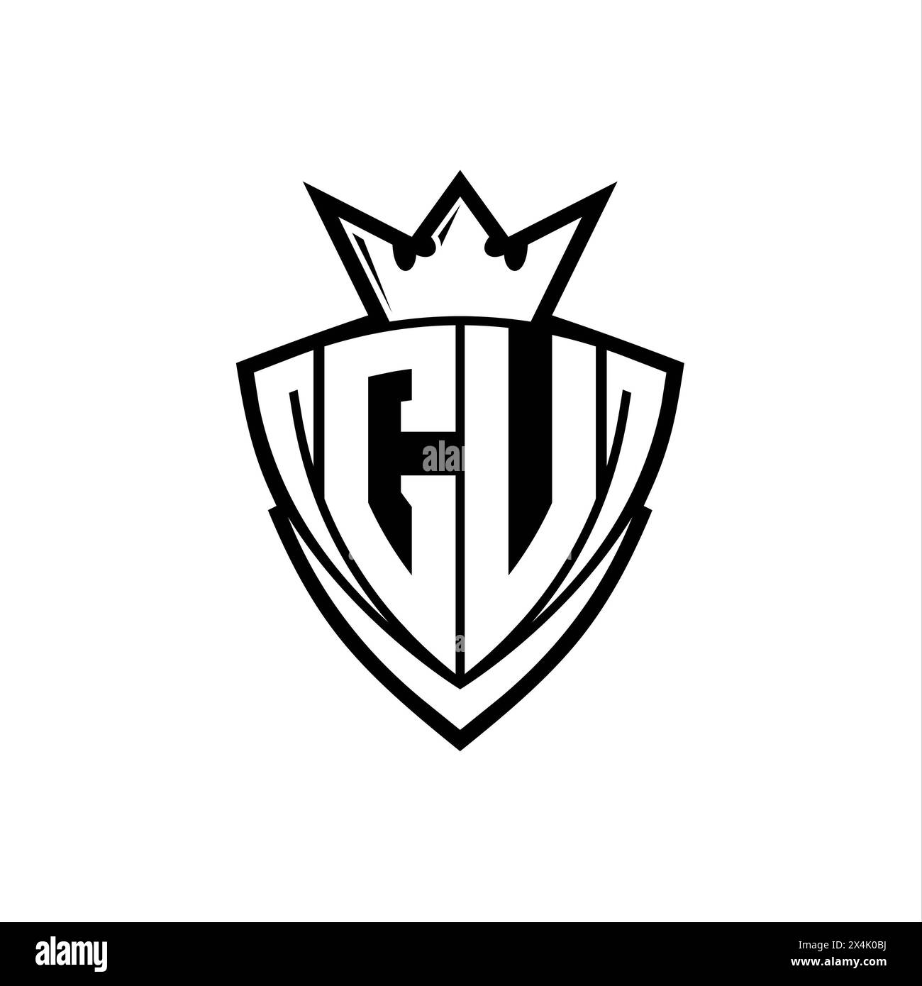 CU Bold letter logo with sharp triangle shield shape with crown inside ...