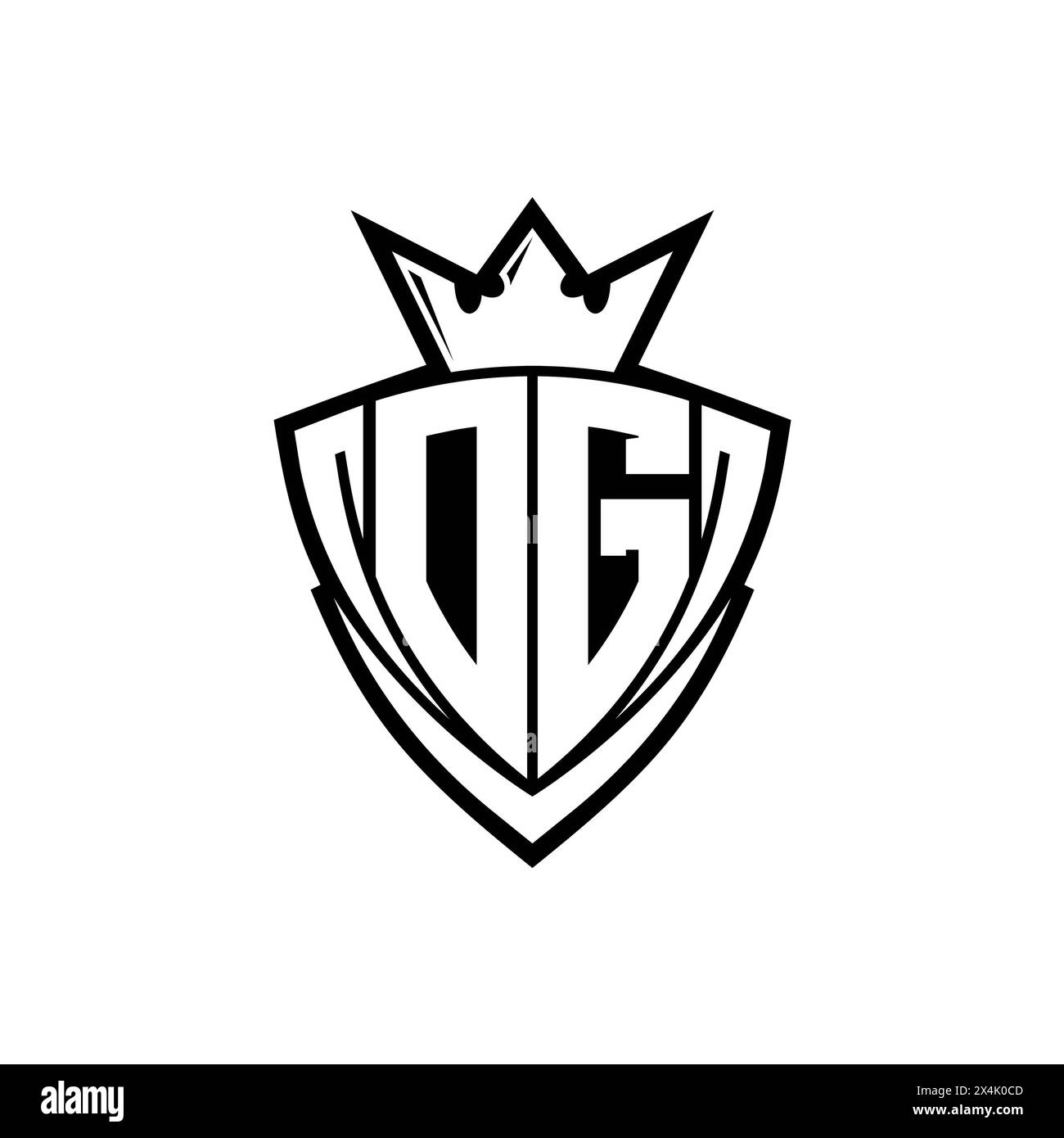 DG Bold letter logo with sharp triangle shield shape with crown inside ...