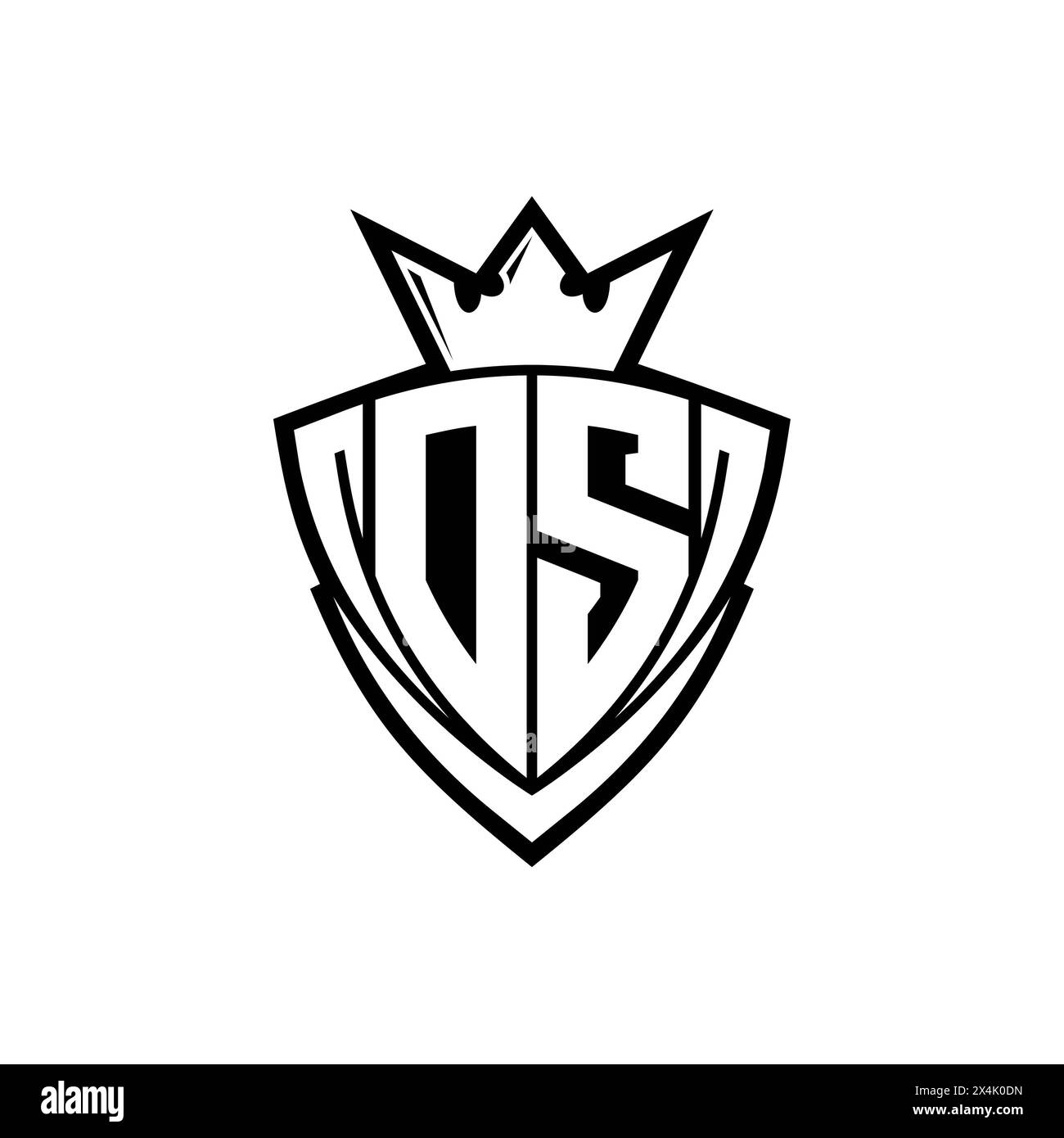 DS Bold letter logo with sharp triangle shield shape with crown inside ...