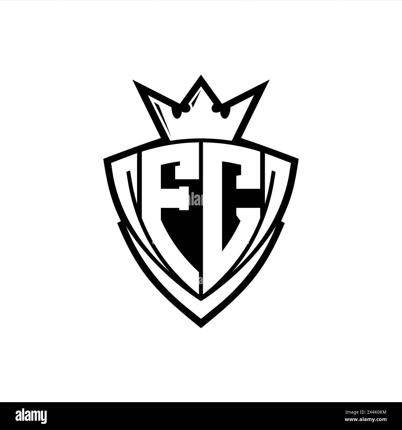 FC Bold letter logo with sharp triangle shield shape with crown inside ...