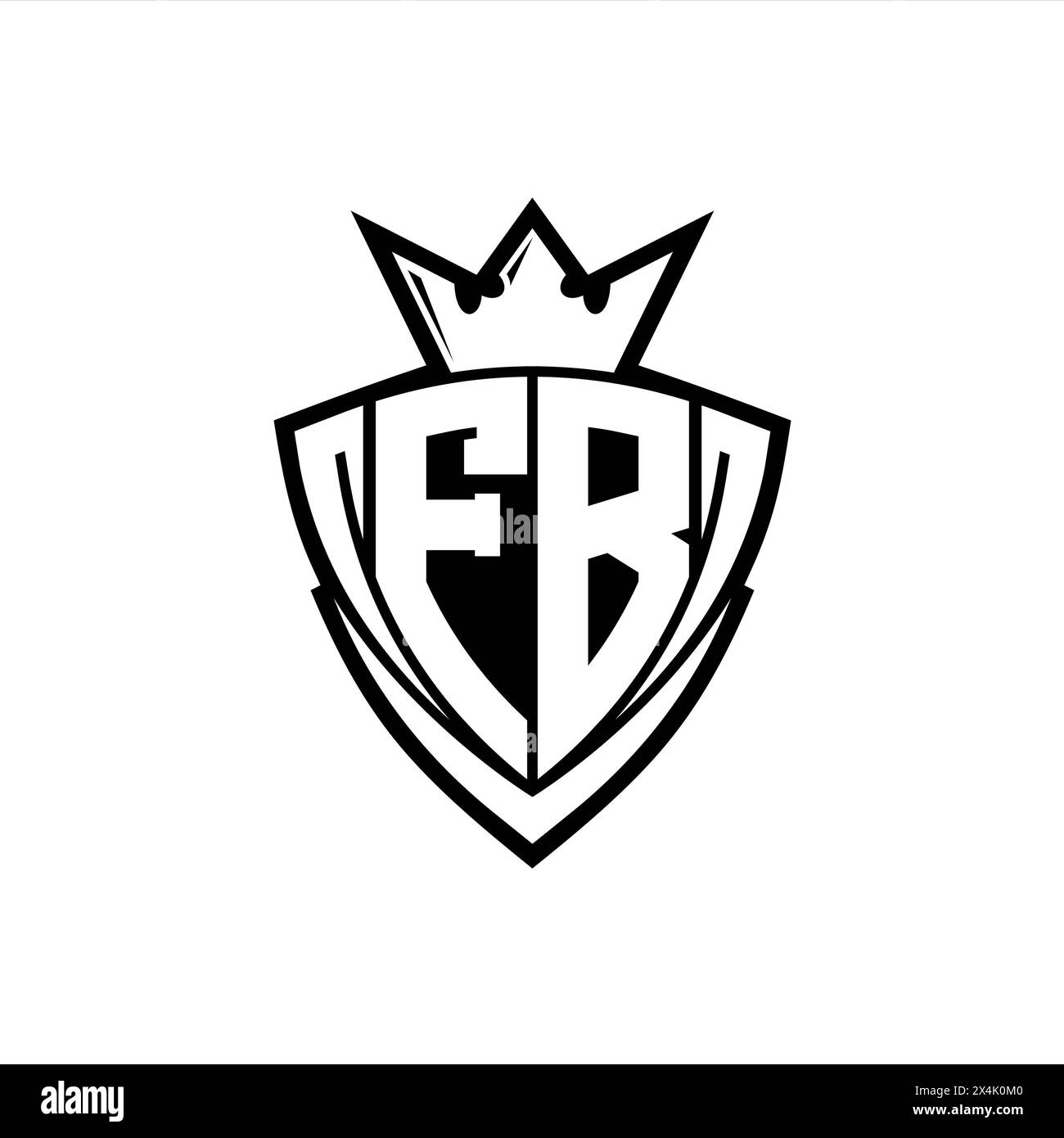 FB Bold letter logo with sharp triangle shield shape with crown inside ...