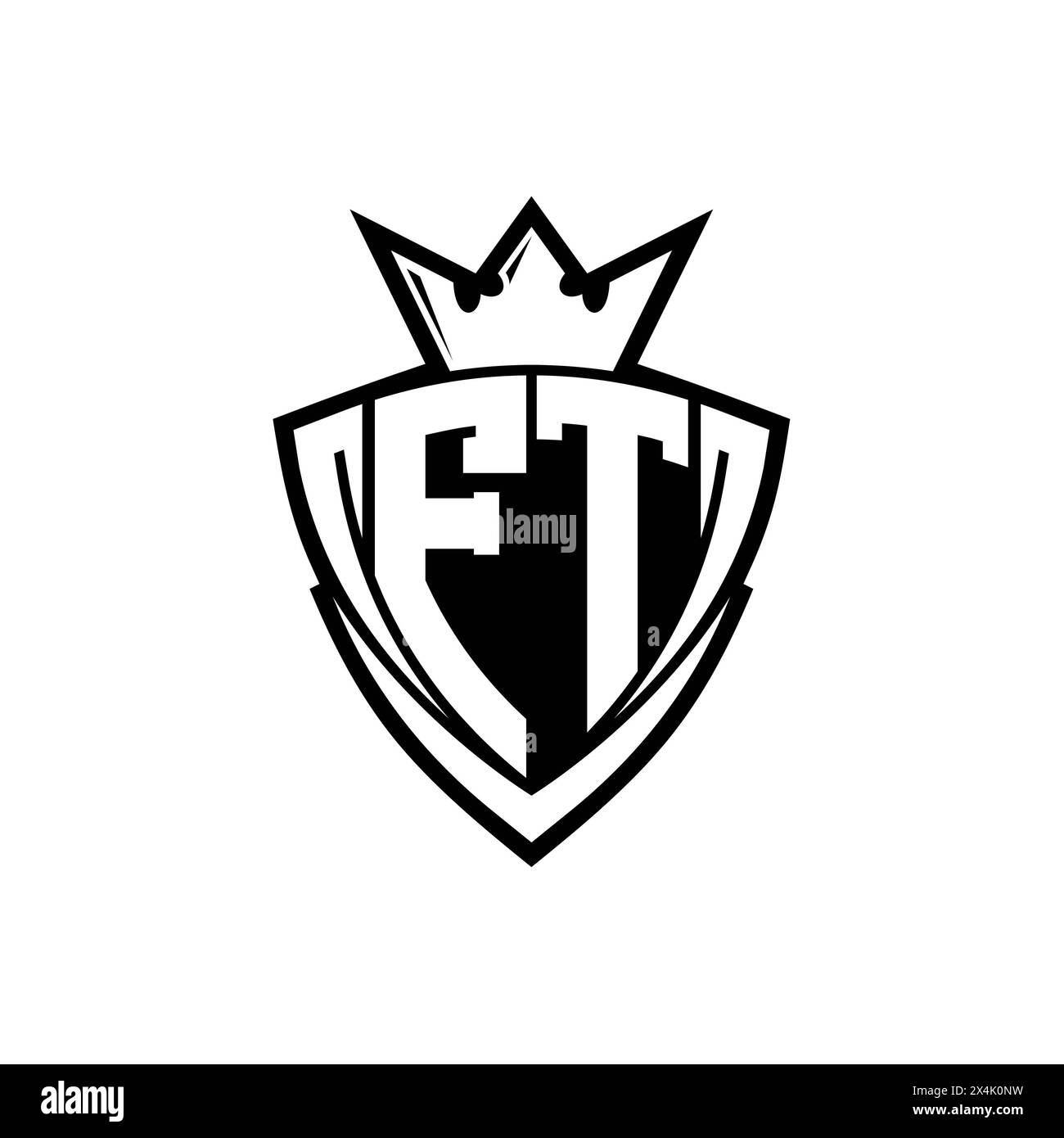 FT Bold letter logo with sharp triangle shield shape with crown inside ...