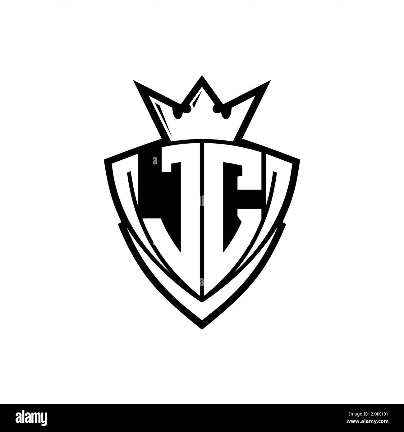 JC Bold letter logo with sharp triangle shield shape with crown inside ...