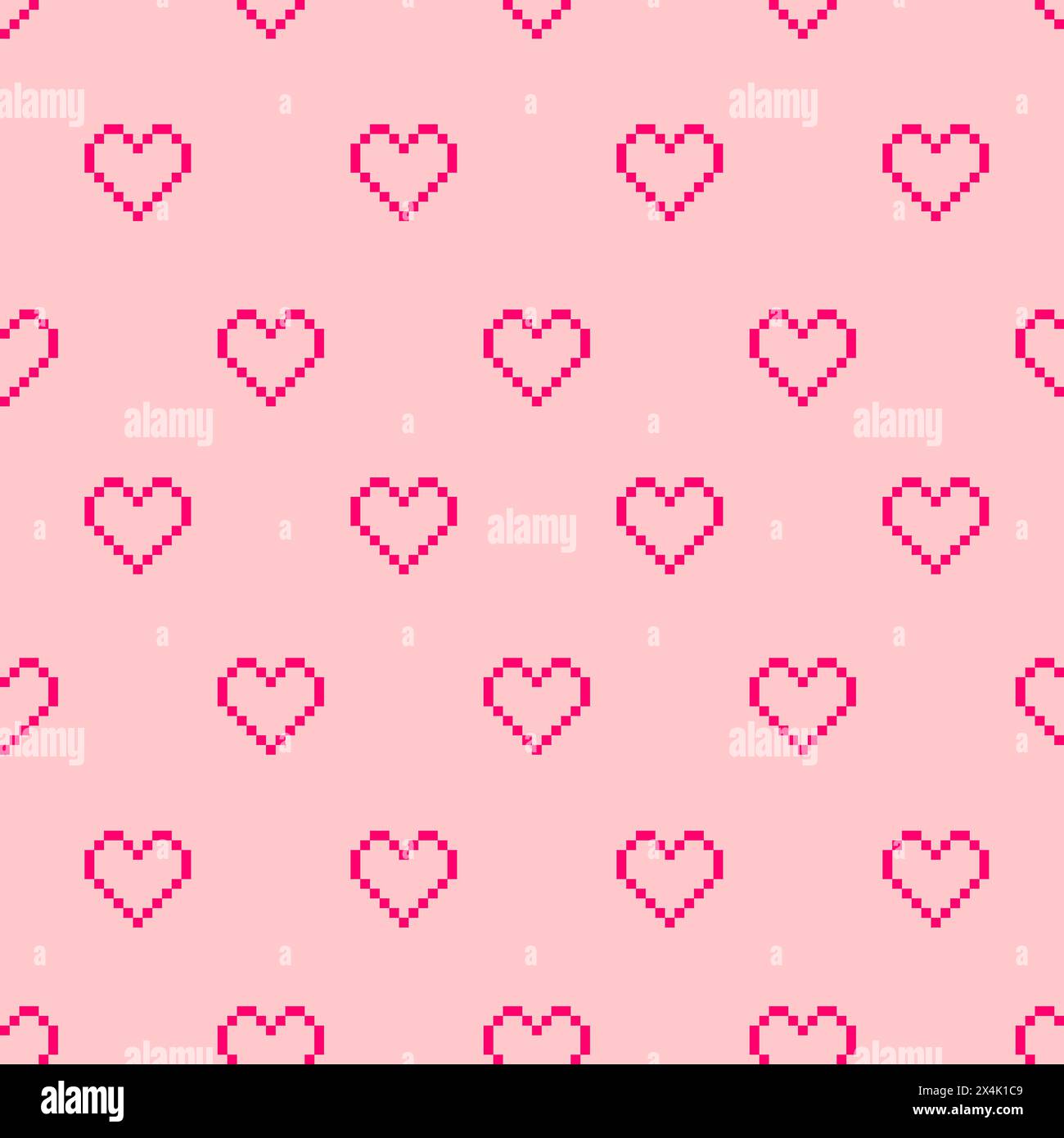 Pixelated hearts Seamless pattern, pink background Stock Vector Image ...