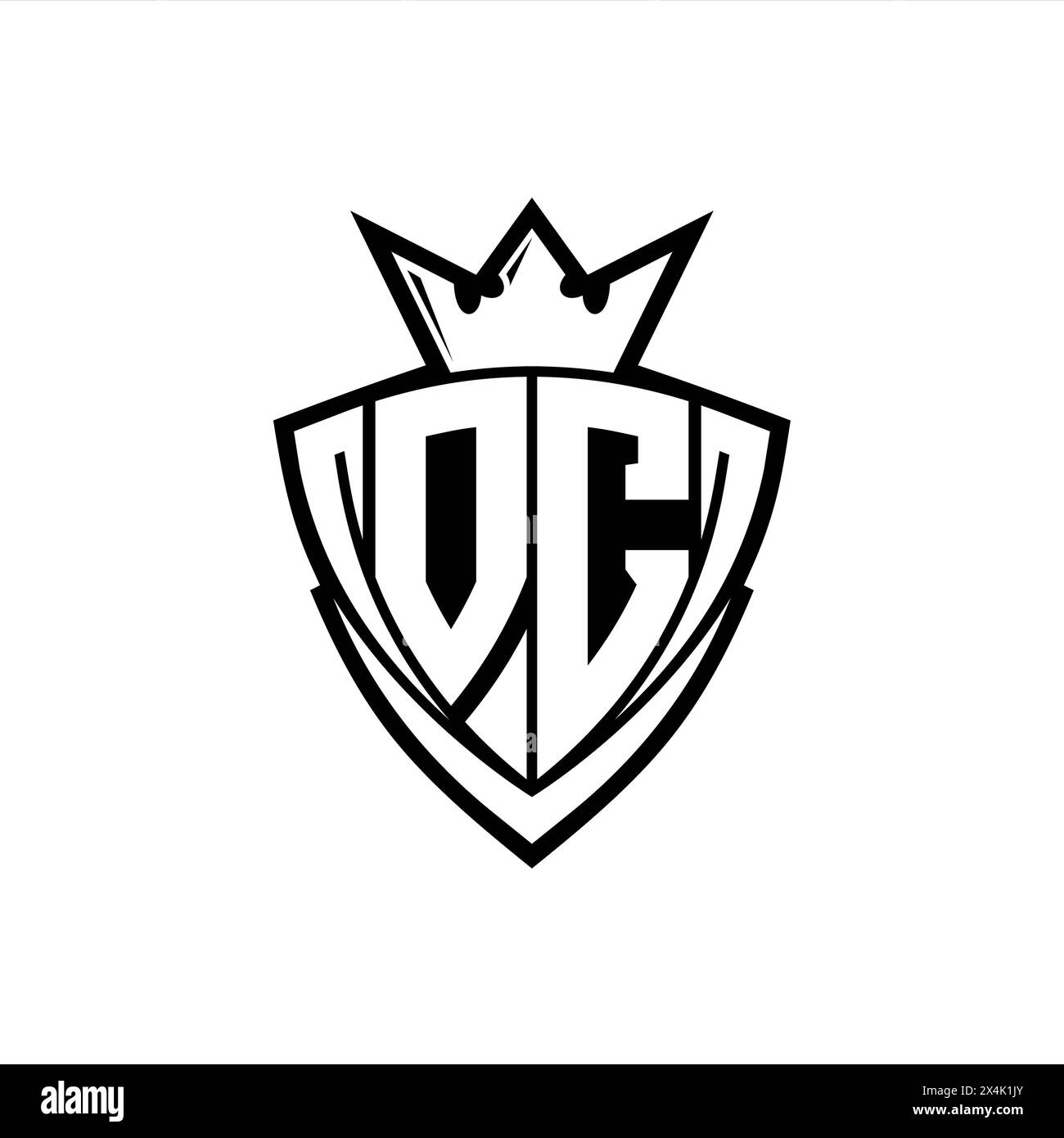 OC Bold letter logo with sharp triangle shield shape with crown inside ...