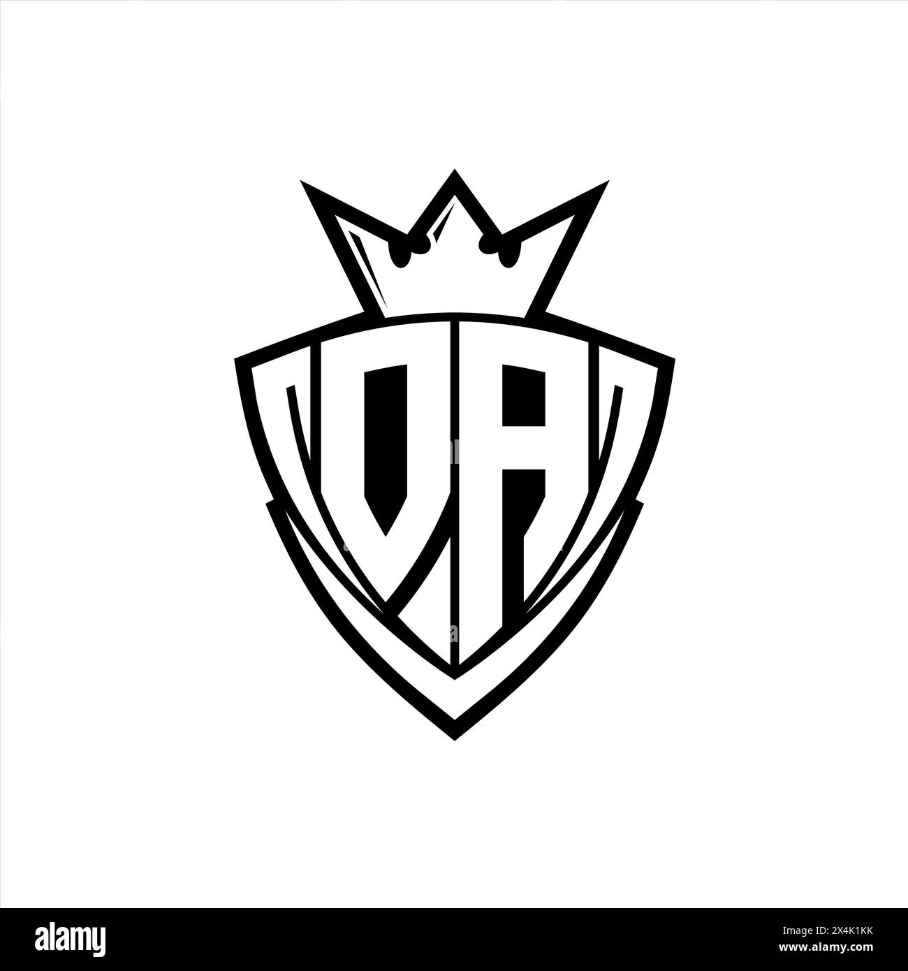 OA Bold letter logo with sharp triangle shield shape with crown inside ...