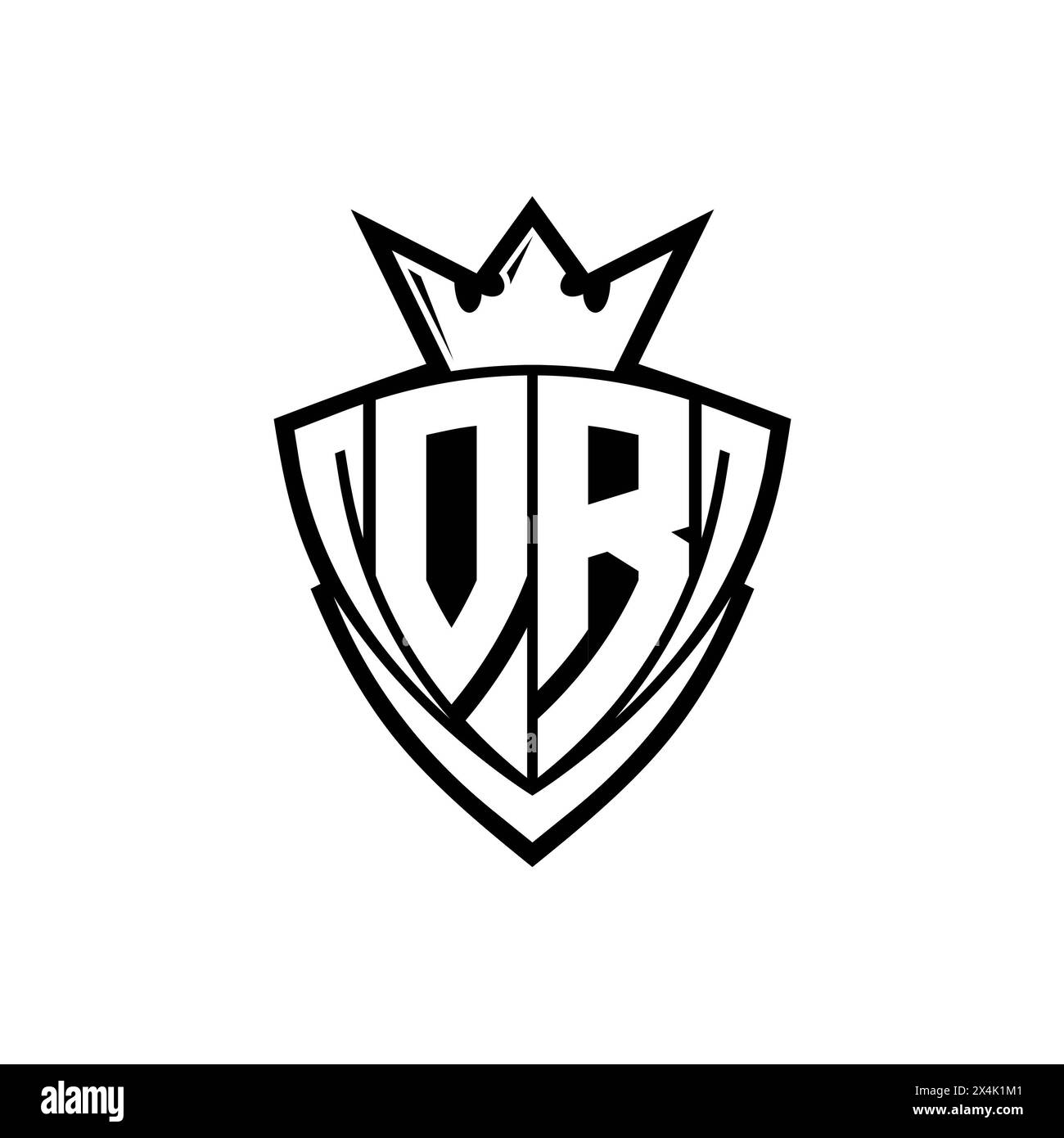 OR Bold letter logo with sharp triangle shield shape with crown inside ...