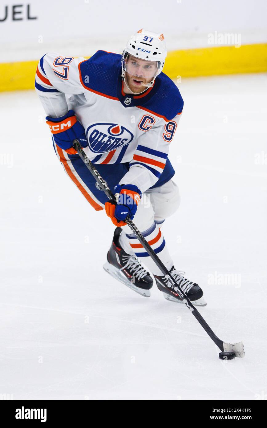 Edmonton Oilers center Connor McDavid (97) skates with the puck during ...