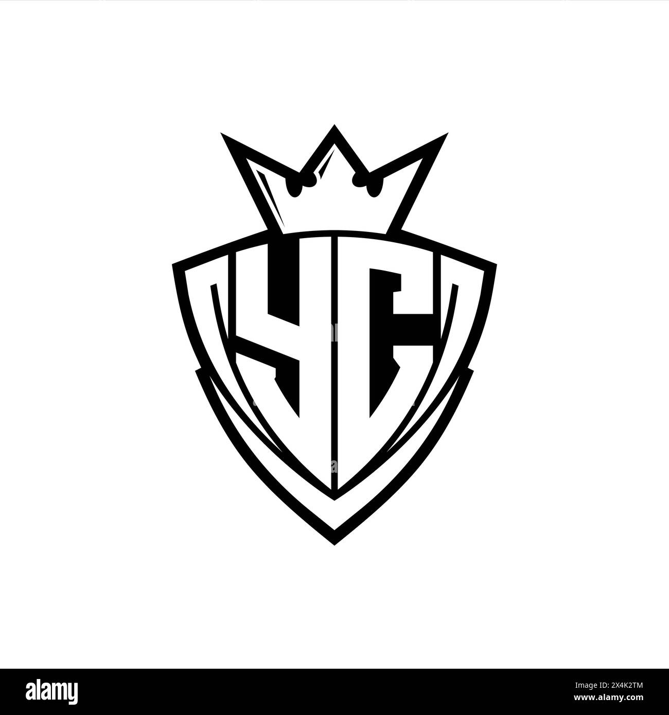 YC Bold letter logo with sharp triangle shield shape with crown inside ...