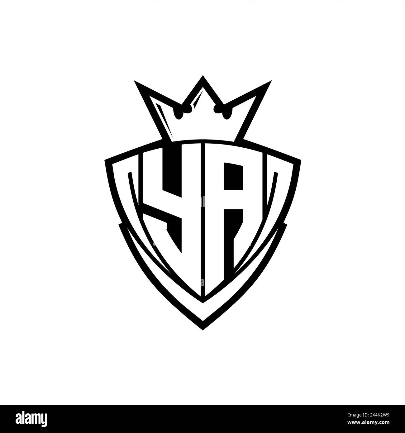 YA Bold letter logo with sharp triangle shield shape with crown inside ...