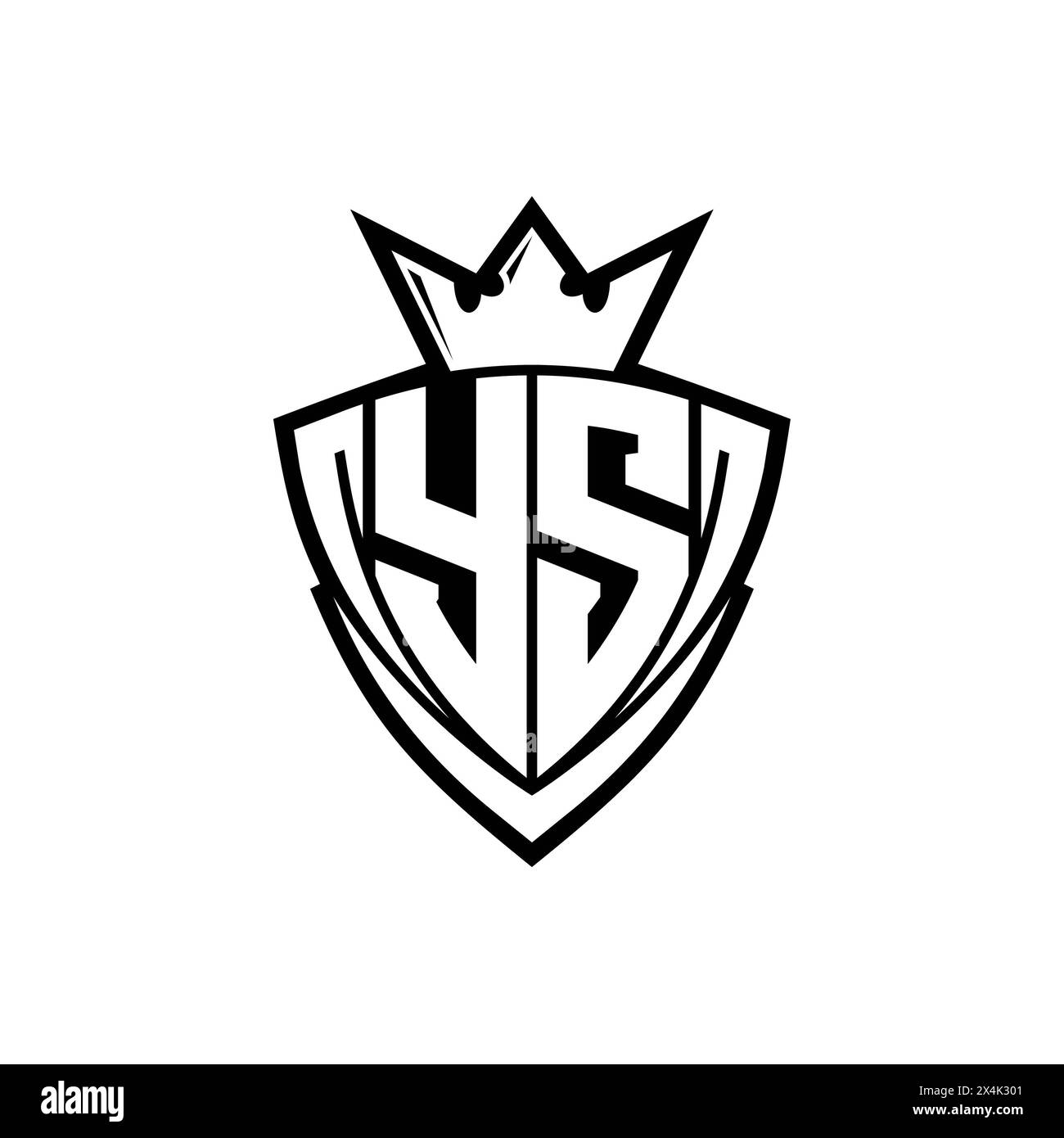 YS Bold letter logo with sharp triangle shield shape with crown inside ...