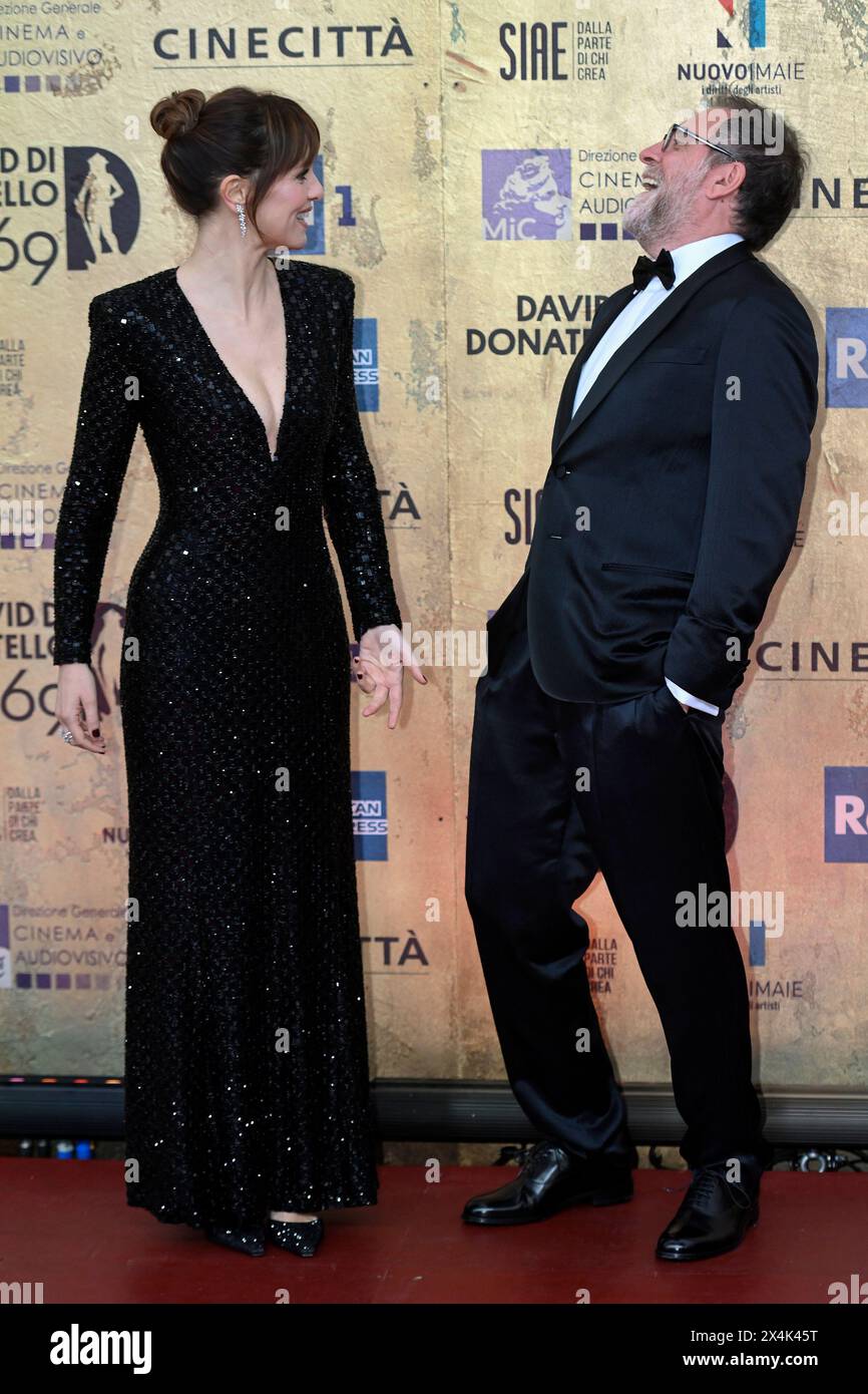 Actress Paola Cortellesi and actor Valerio Mastandrea attend the ...