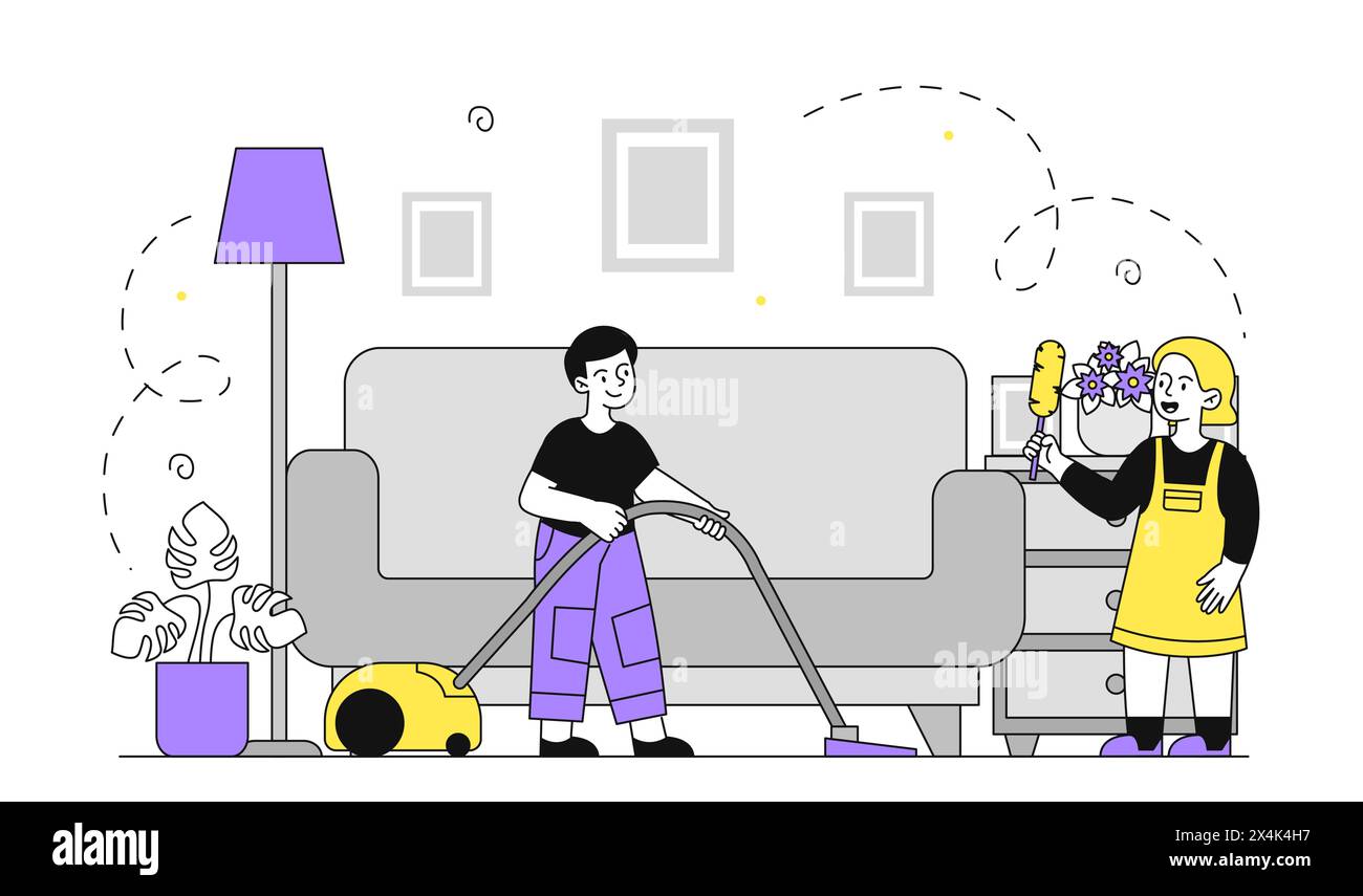 Father housework children Stock Vector Images - Alamy