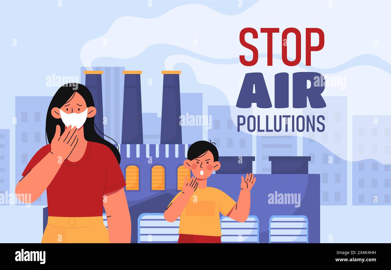 Stop air pollution vector poster Stock Vector Image & Art - Alamy