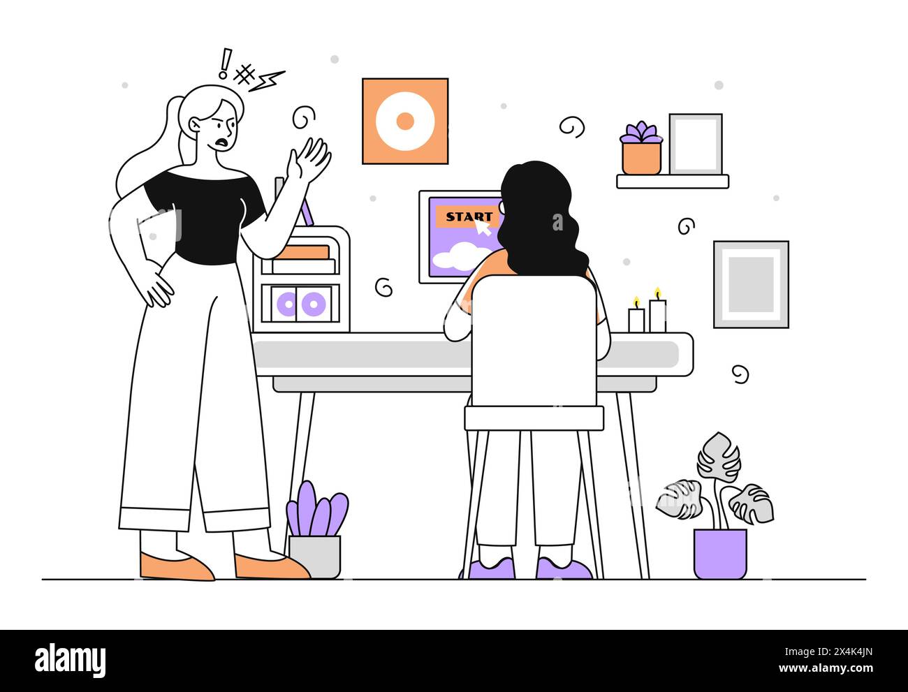 Online gaming addiction children Stock Vector Images - Alamy