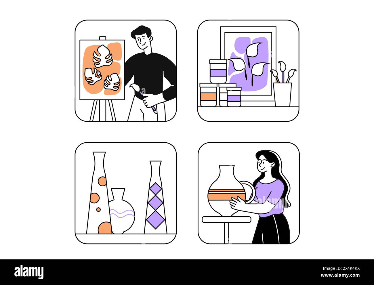 Creative people with artwork vector linear Stock Vector Image & Art - Alamy