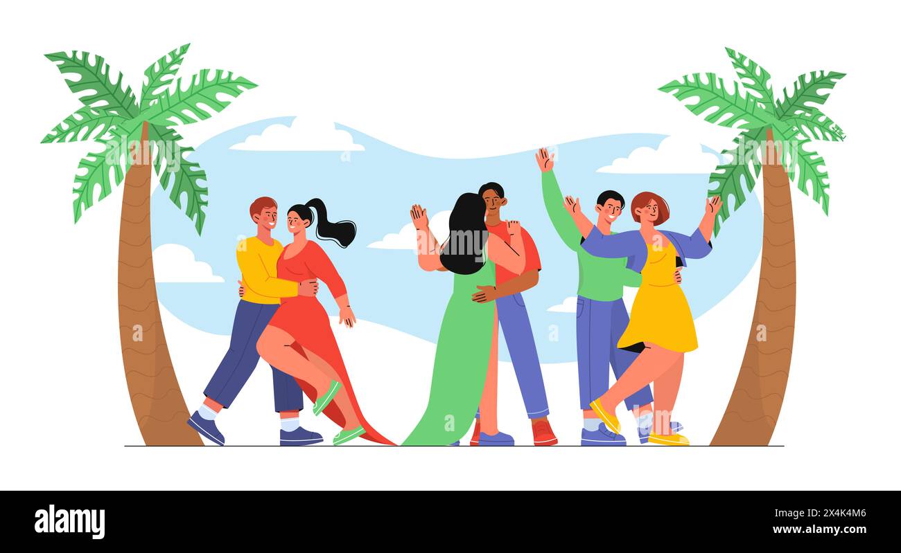 Couples dancing at Hawaii vector Stock Vector Image & Art - Alamy
