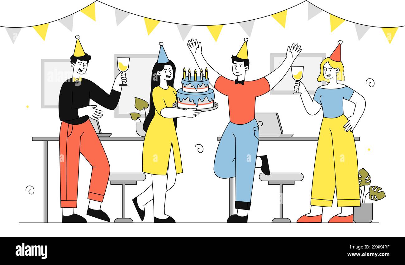 People celebrate holiday at work vector simple Stock Vector Image & Art ...