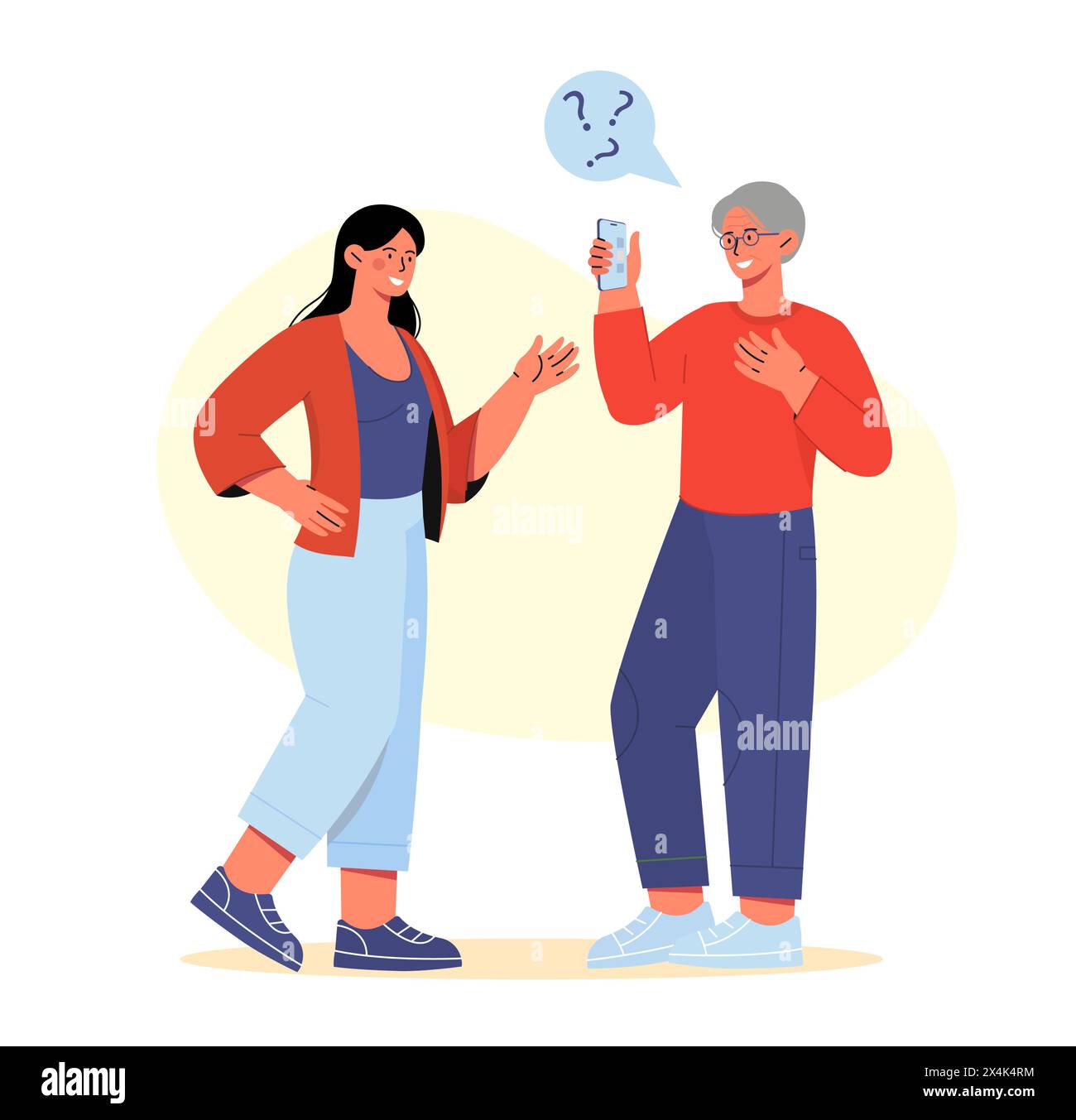 Woman help old man vector Stock Vector Image & Art - Alamy