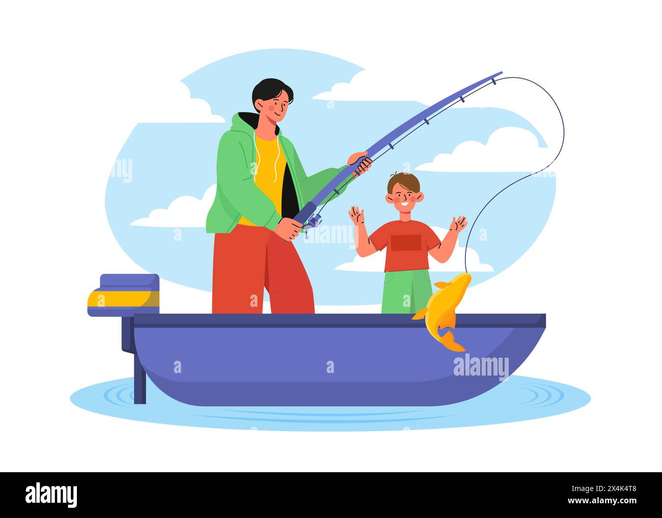 Fishing with father vector Stock Vector Image & Art - Alamy