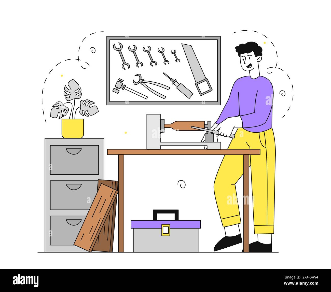 Joiner at workplace vector simple Stock Vector Image & Art - Alamy