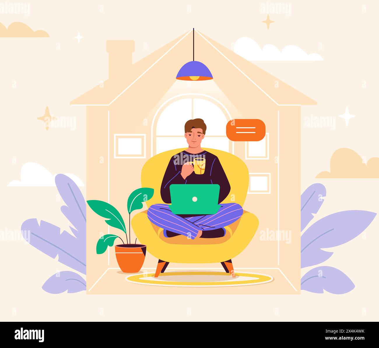 Home office man vector Stock Vector Image & Art - Alamy