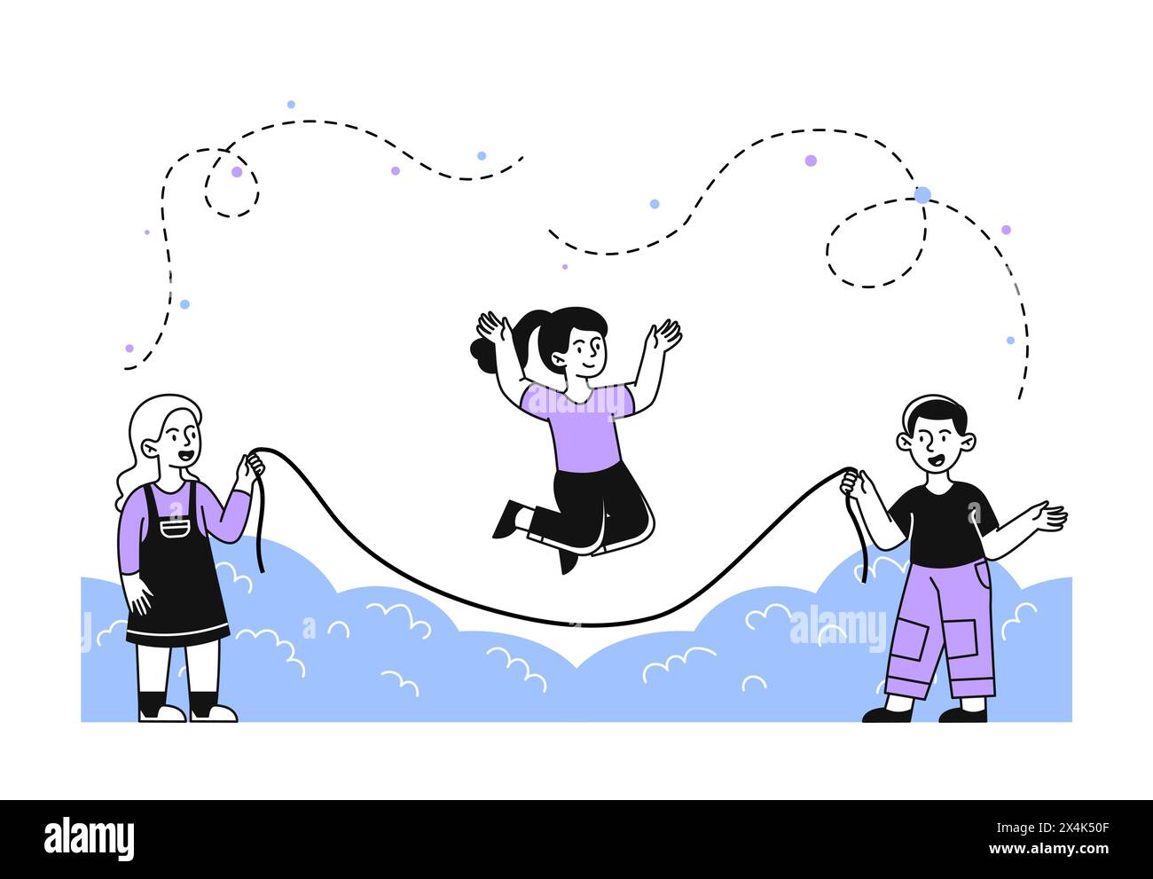 Cartoon girl jumping rope funny Cut Out Stock Images & Pictures - Alamy