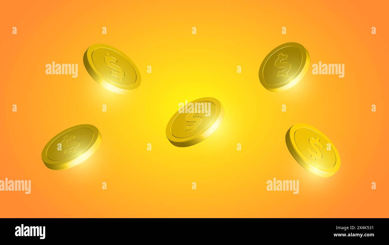 3D Gold Coin, Dollar Coin, Vector Coins with Dollar Signs Stock Vector ...