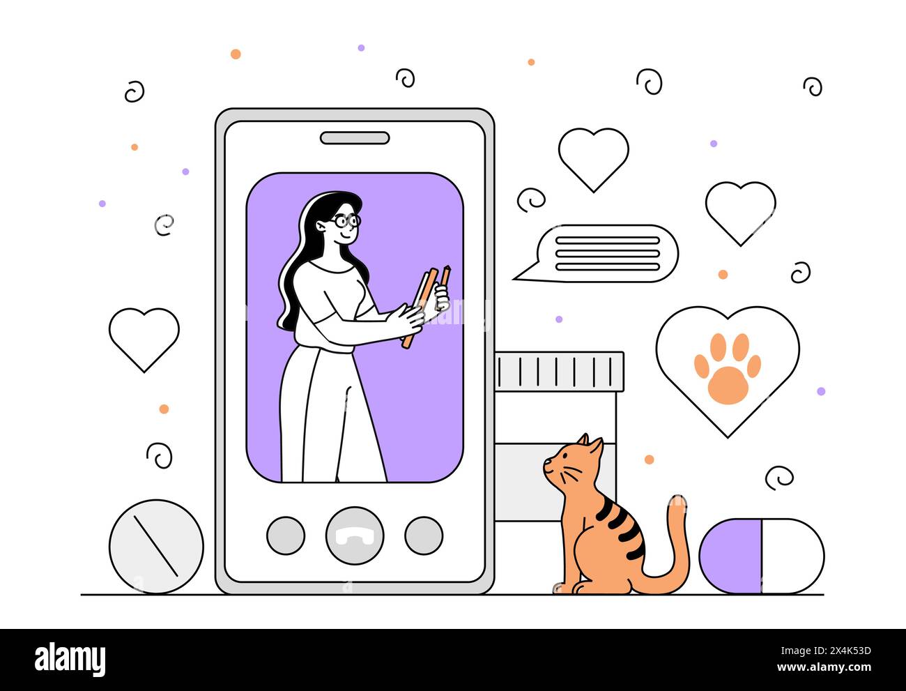 Online veterinarian vector linear Stock Vector Image & Art - Alamy
