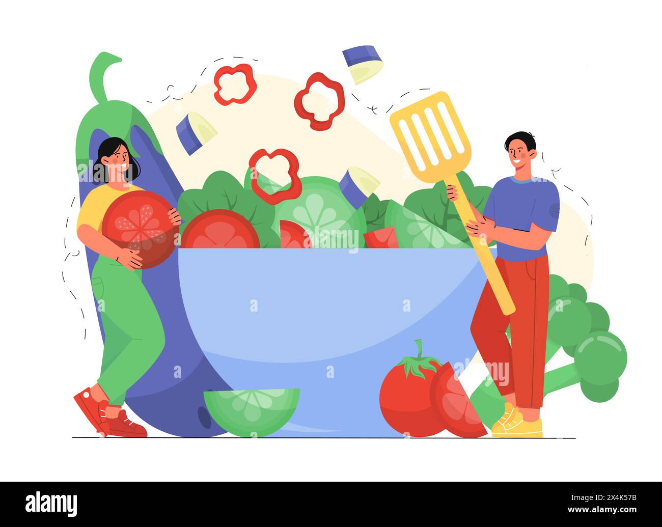 People with salad vector concept Stock Vector Image & Art - Alamy