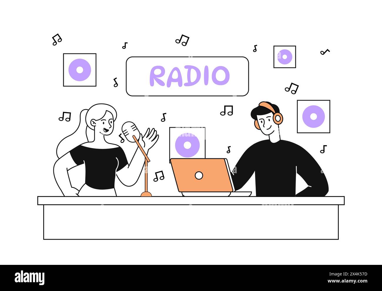 Radio station journalist Stock Vector Images - Alamy